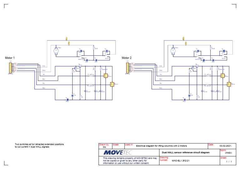 Electrical Diagram Mac Series Lifting Columns With 2 Motors 1 3 F ANSI ...