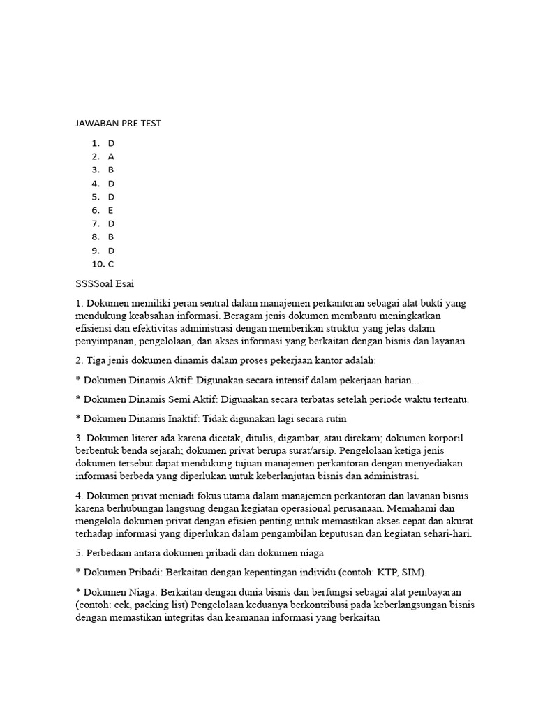 JAWABAN Post Test | PDF