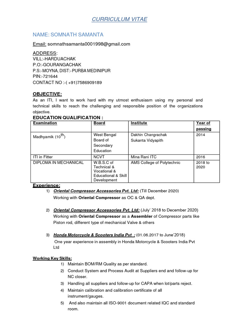 Somnath Samanta CV PDF | PDF