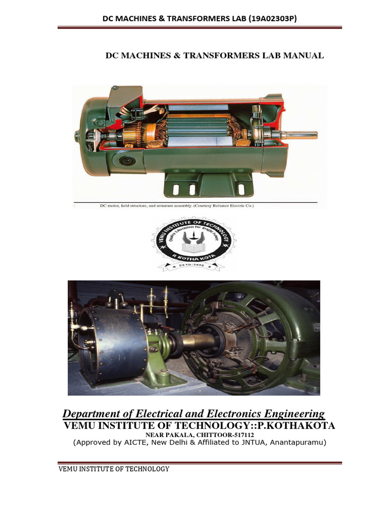 DCMT Lab Manual R19 | PDF | Electric Motor | Engineering
