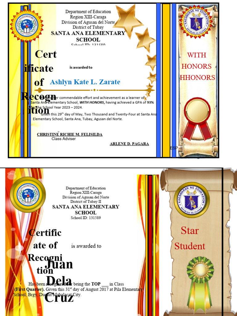 Certificates of Recognition for Students | PDF