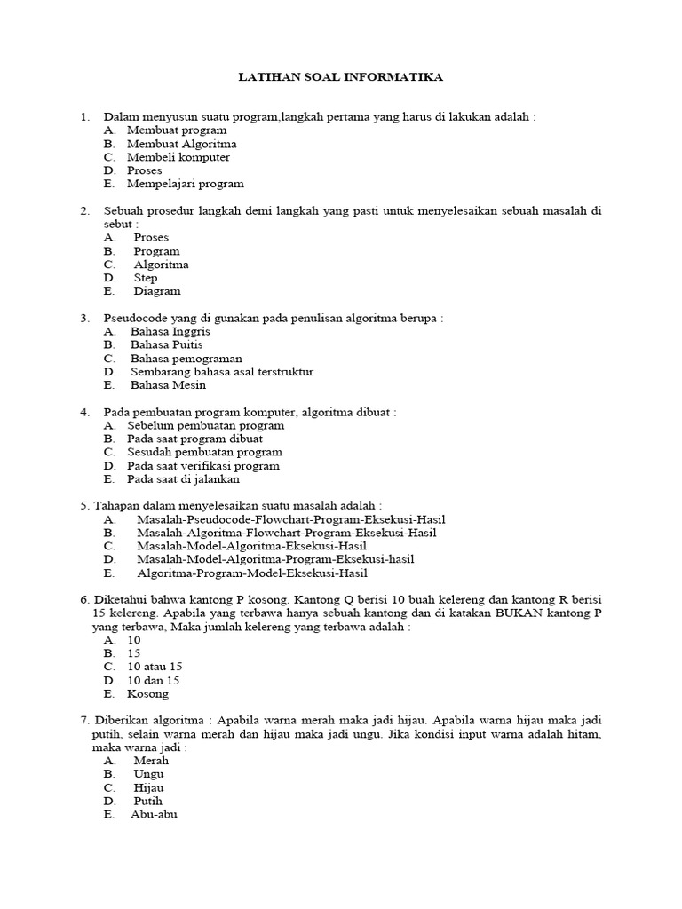 Latihan Soal Informatika | PDF | Komputer