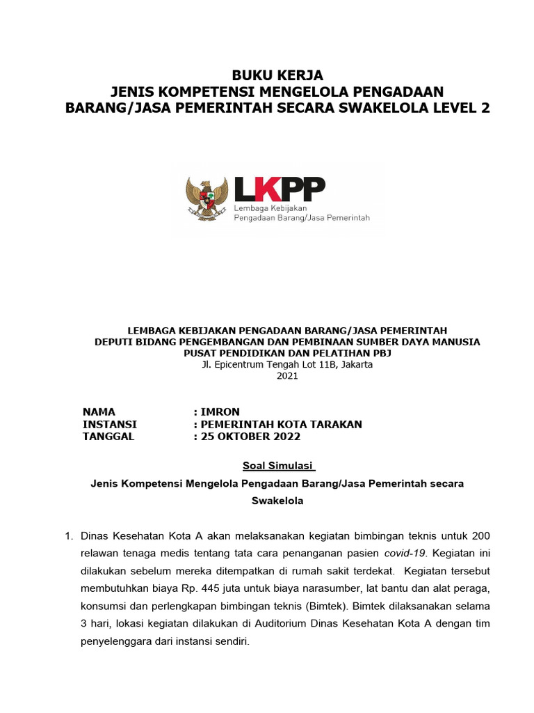 swakelola level 2 | PDF