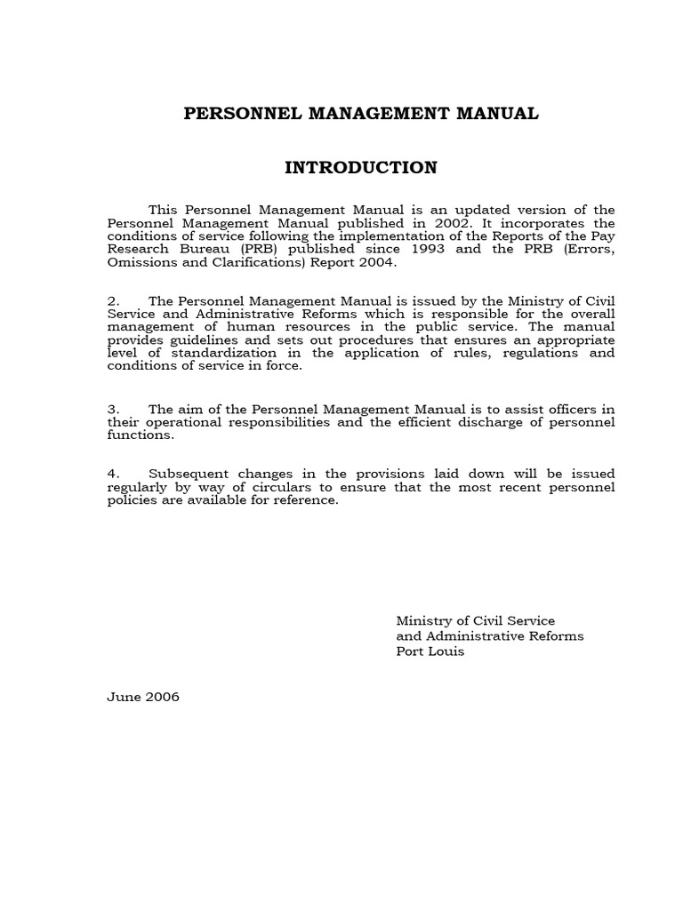 Personnel Management Manual | Download Free PDF | Pension | Human ...