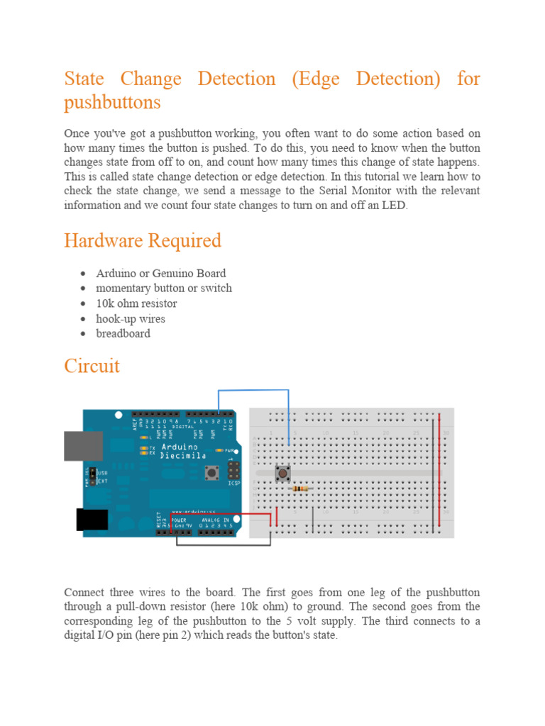 Slot3 - State Change Detection For Pushbuttons | PDF | Resistor | Arduino
