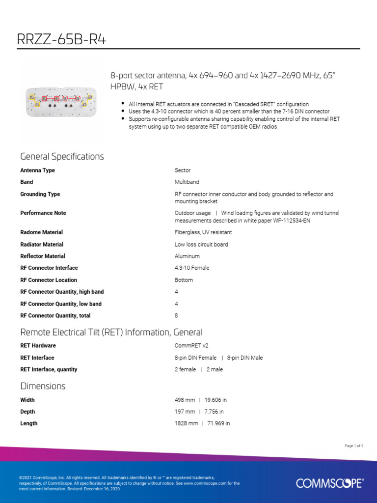 RRZZ-65B-R4 Product Specifications | PDF | Antenna (Radio) | Radio ...