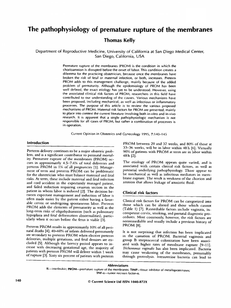 Pathophysiology of PROM | PDF