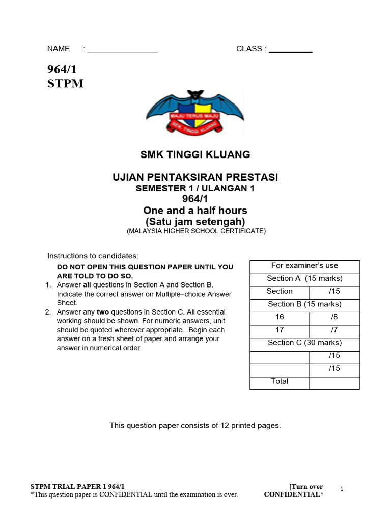 STK Trial Term 1 2021 Q&a | PDF | Cell Membrane | Cellular Respiration