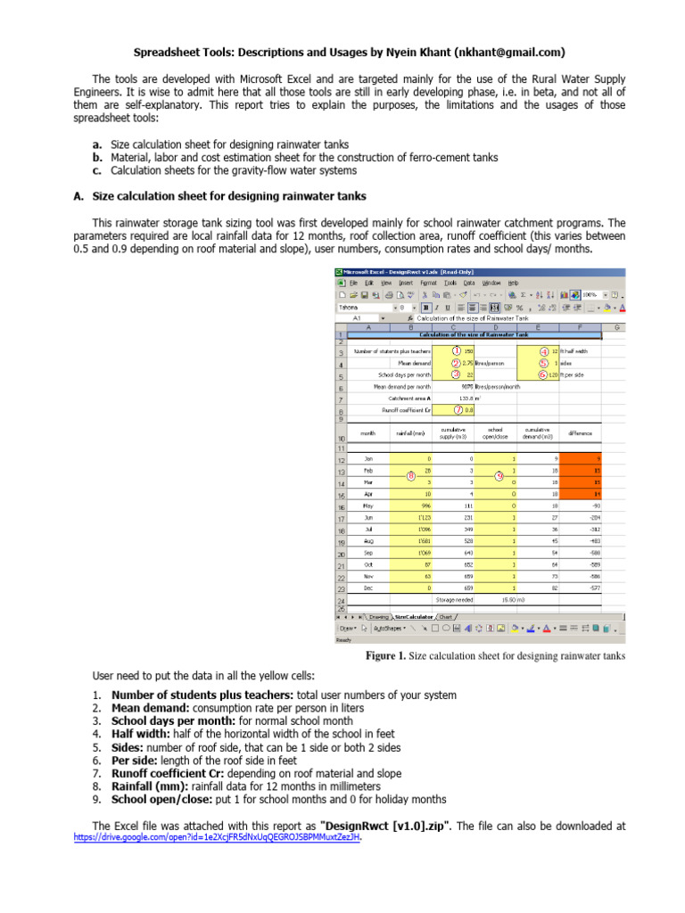 1) Spreadsheet Tools - Descriptions and Usages (Water Supply) | PDF ...