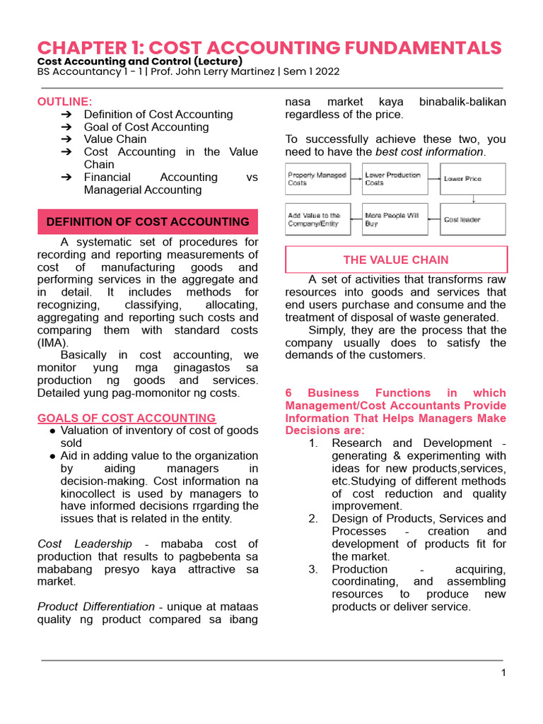 Chapter 1 | PDF | Cost Accounting | Accounting