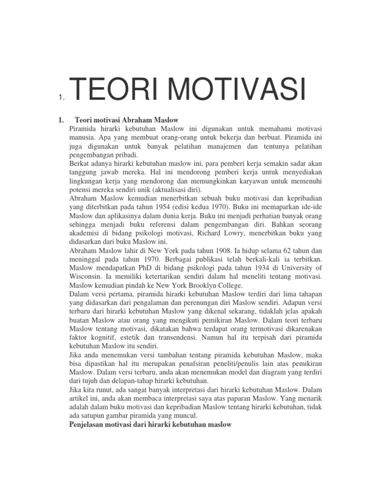 Teori - Motivasi Maslow | PDF