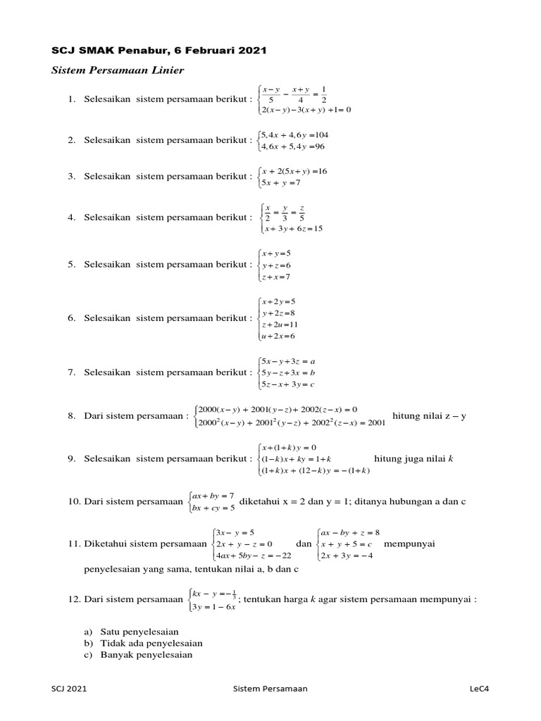 LeC4 Sistem Persamaan | PDF