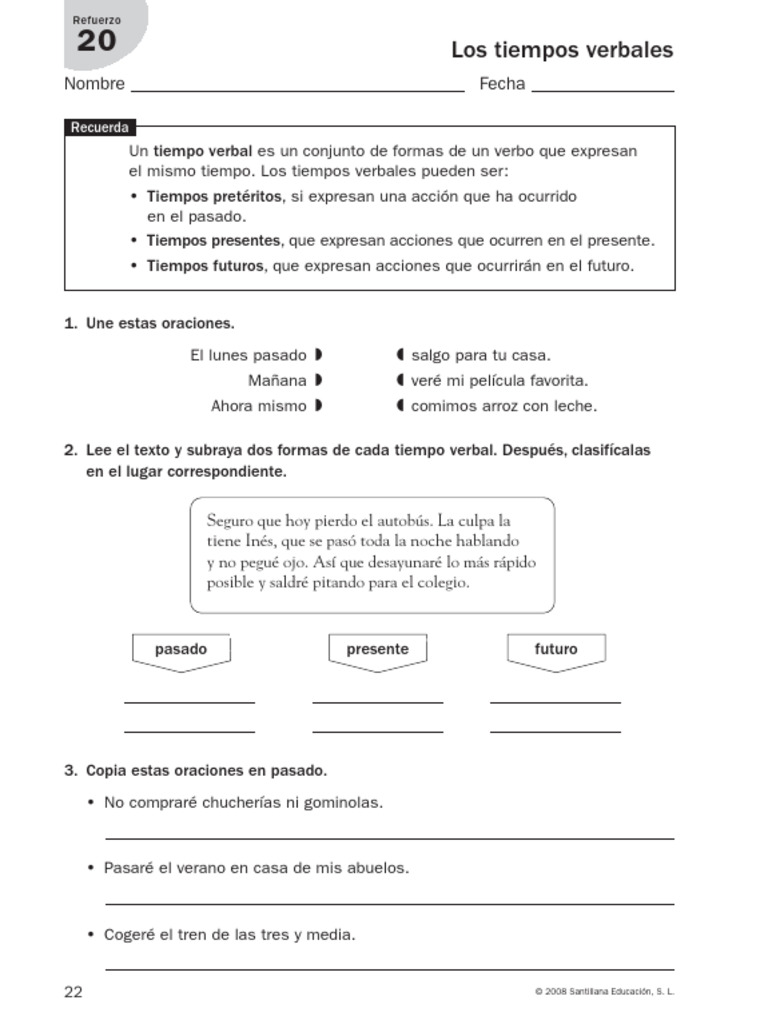 Refuerzo Ampliación Lengua4º | PDF | Verbo | Conjugación gramatical