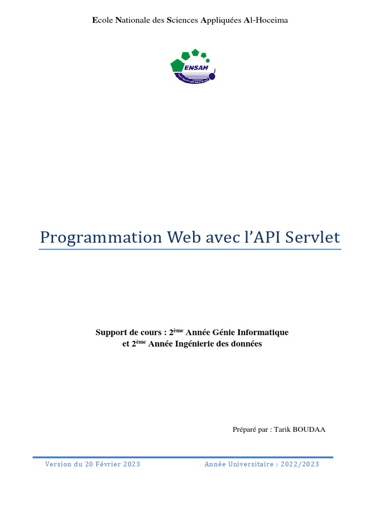 Support de Cours Détaillé Pour La Partie Servlets Et Filtres | PDF | Cookie (informatique ...