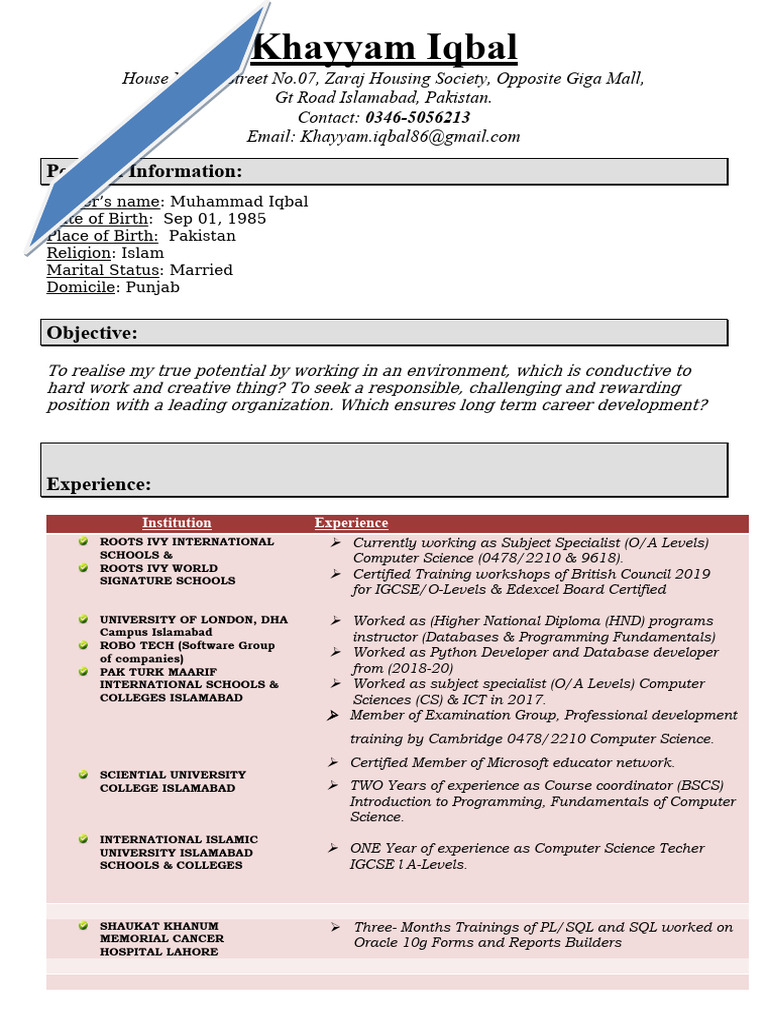 Khayyam Iqbal (Updated-CV) | PDF | Computing