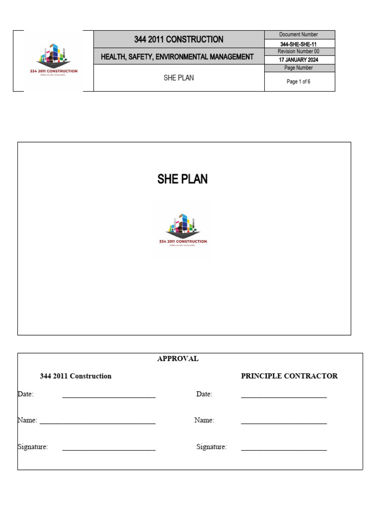 344- 011 SHE Plan doc | Download Free PDF | Occupational Safety And ...