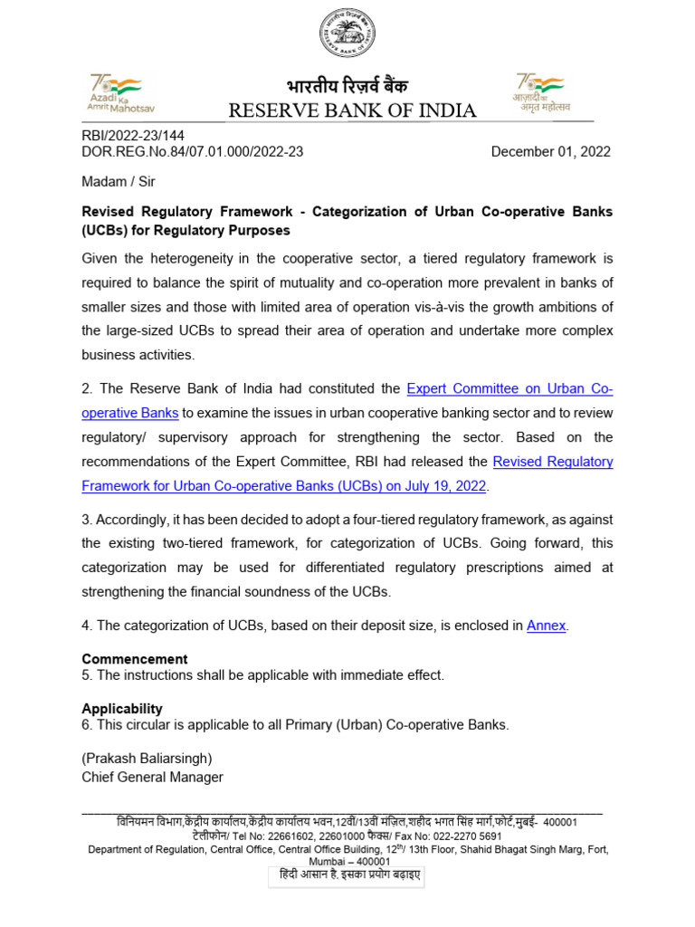 Revised Regulatorty Frame Work Rbi | PDF | Reserve Bank Of India ...