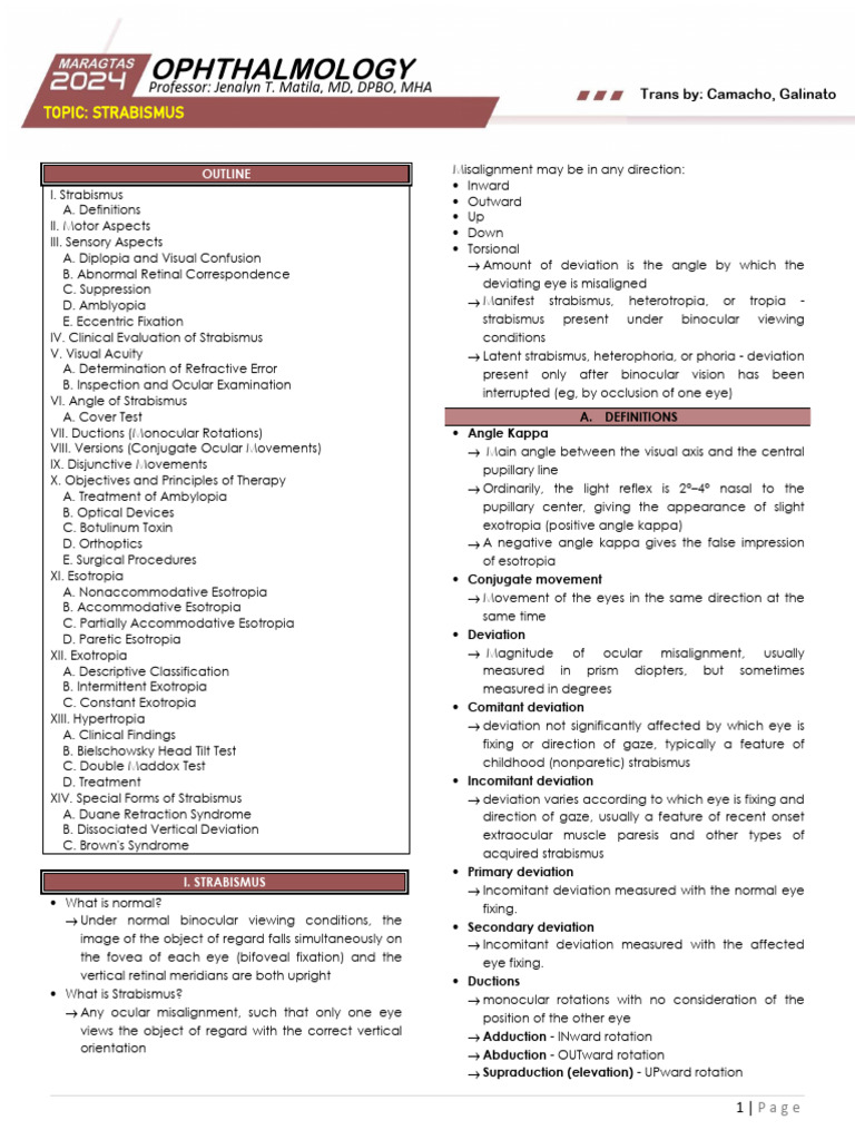 2024 Ophtha Trans09Part2 Strabismus | PDF | Human Eye | Vision