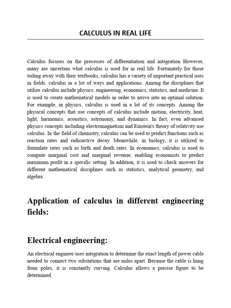 Calculus in Real Life | PDF | Calculus | Physics