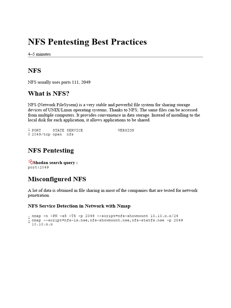 NFS Pentesting Best Practices | PDF | Computer Architecture | Software