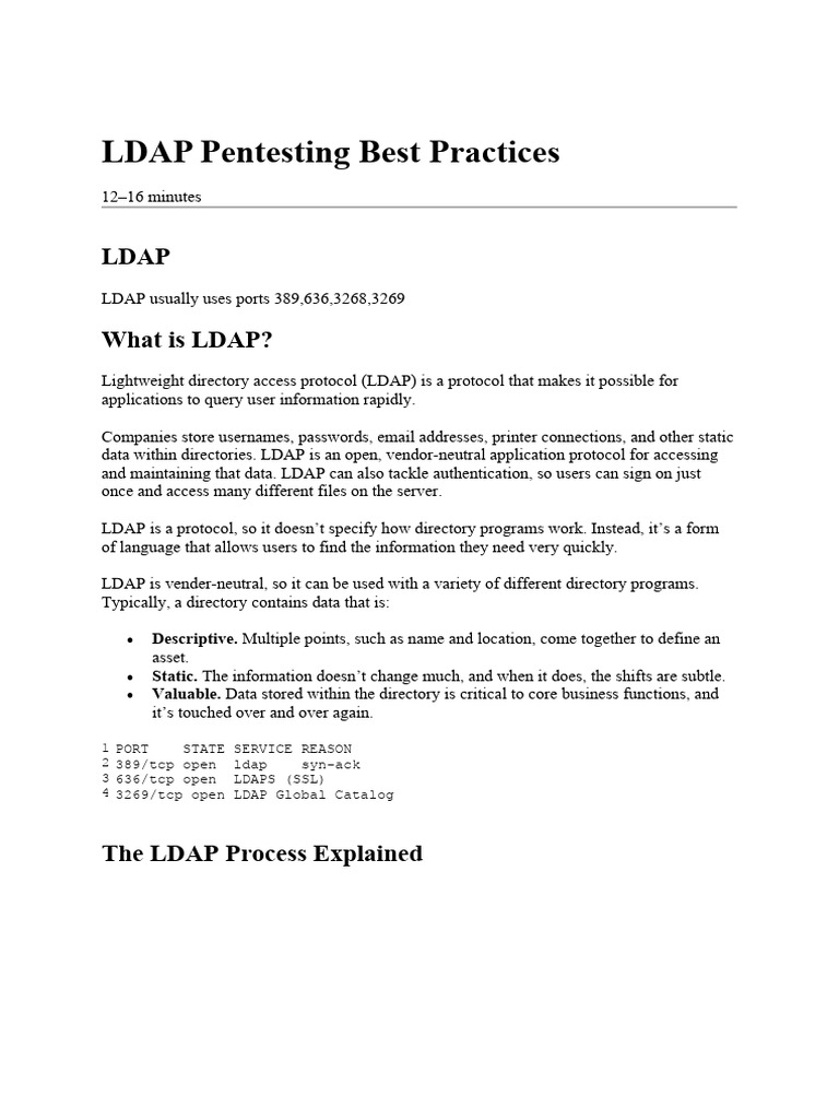 LDAP Pentesting Best Practices | PDF | Application Layer Protocols ...