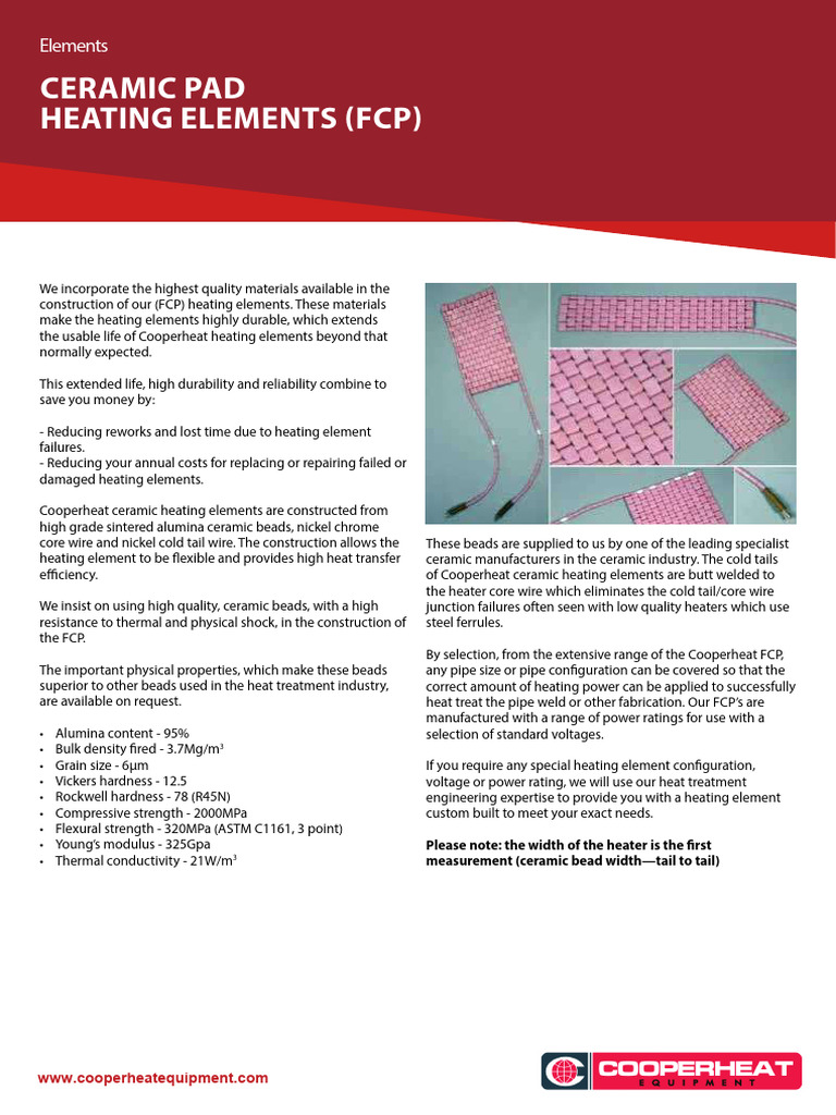 Cooperheat Ceramic Pad Elements Guide | PDF | Ceramics | Pipe (Fluid ...