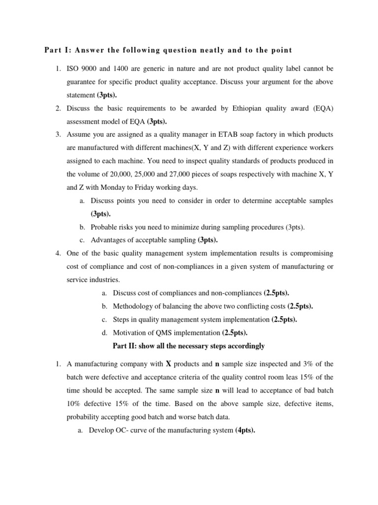 Final Exam QMS New | PDF | Quality Management System | Business Process
