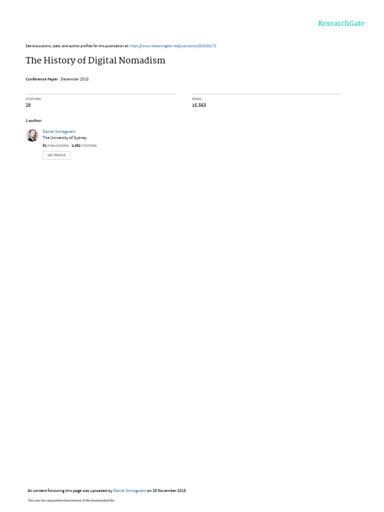 Schlagwein 2018 Digital Nomadism History CNOW | PDF | Internet | Social Media