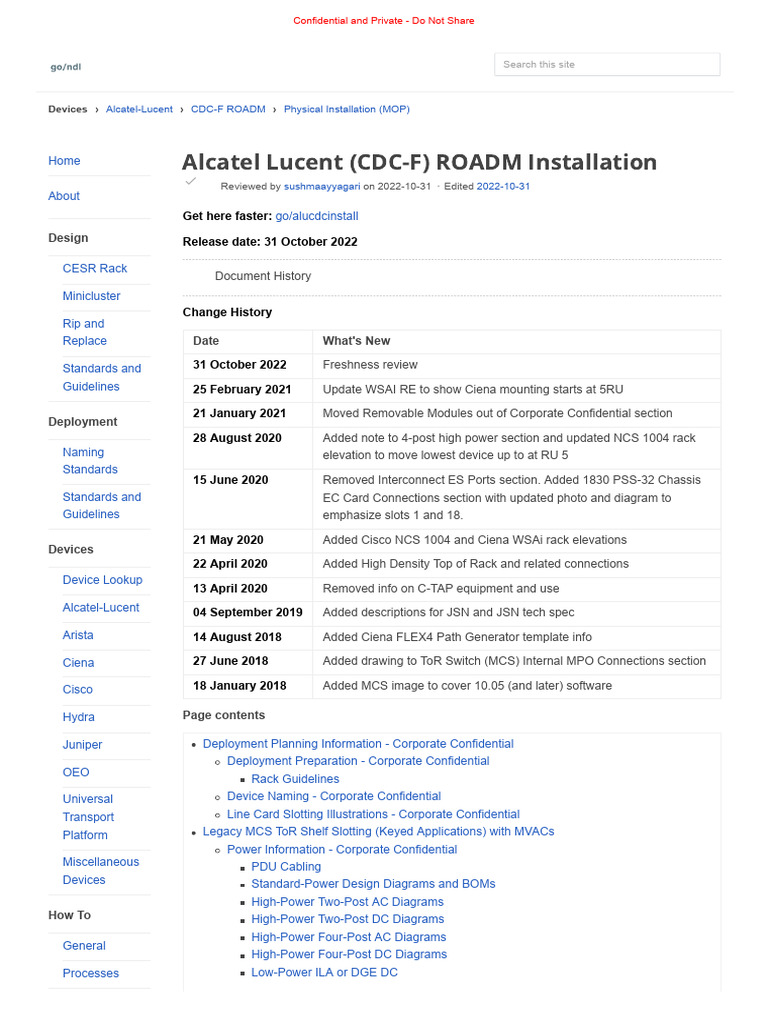 Alcatel Lucent (CDC-F) Roadm Installation 2022-10-31 | PDF | Electrical ...