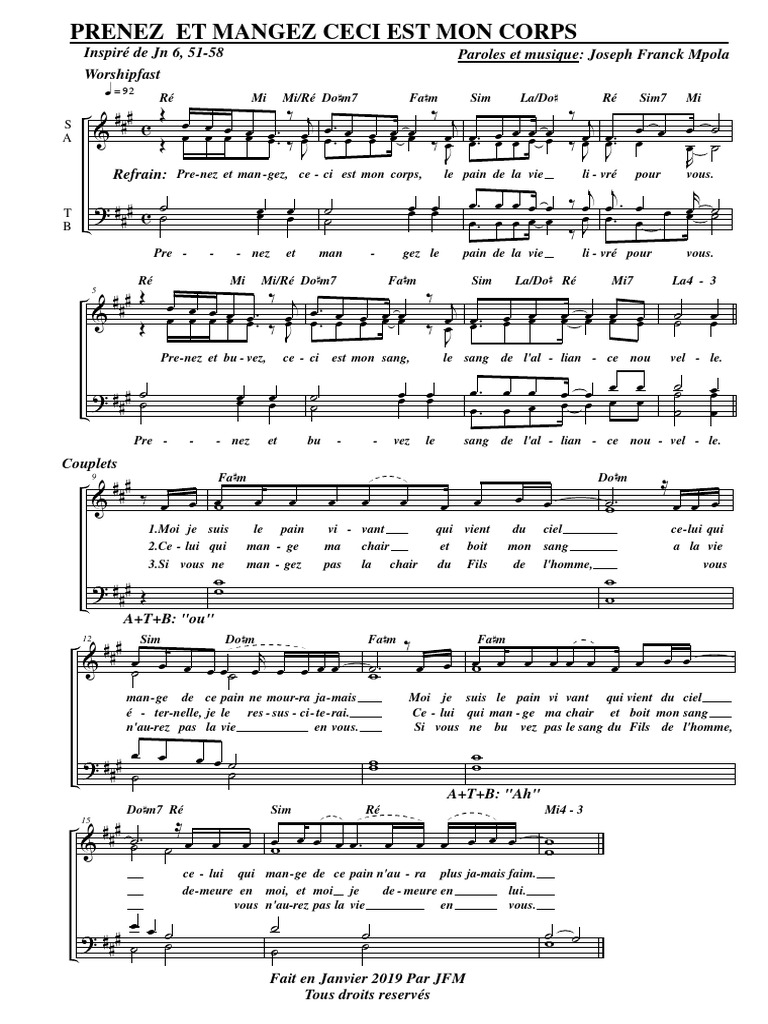 Prenez Et Mangez Ceci Est Mon Corps | PDF