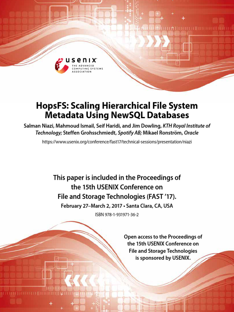 HopsFS: Scaling Hierarchical File System Metadata Using NewSQL Databases | PDF | Apache Hadoop ...