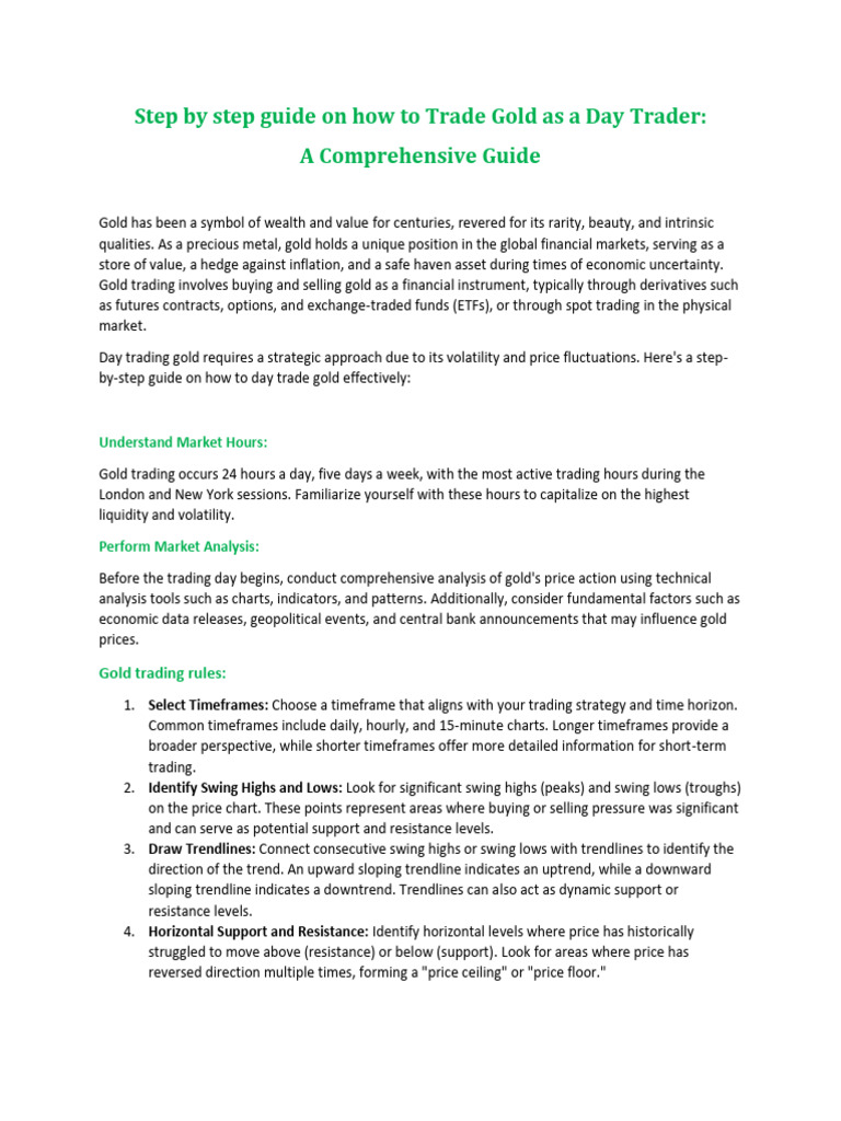 Gold Trading Guide | PDF | Day Trading | Order (Exchange) Gold Trading Guide | PDF | Day Trading | Order (Exchange)