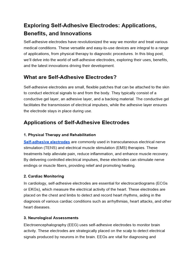 Self Adhesive Electrodes | PDF | Electroencephalography ...