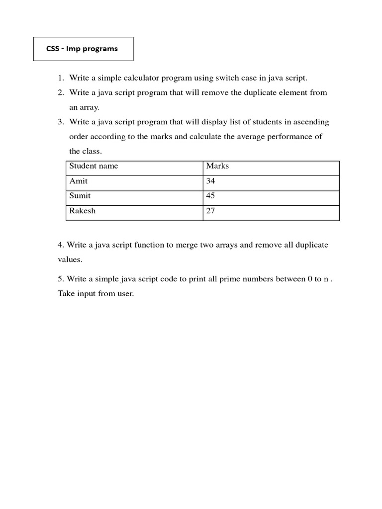 CSS Imp Programs | PDF CSS Imp Programs | PDF