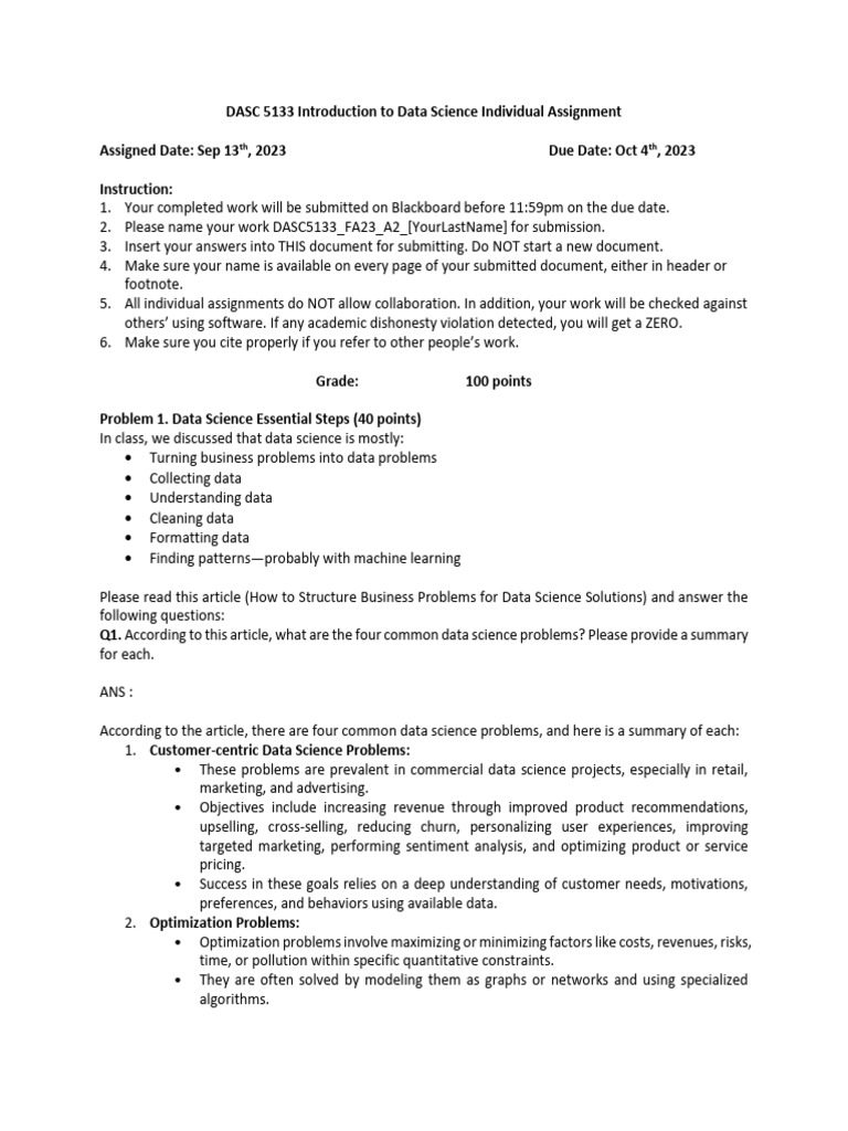 DASC5133 - FA23 - Assignment 2 | PDF | Insurance | Underwriting