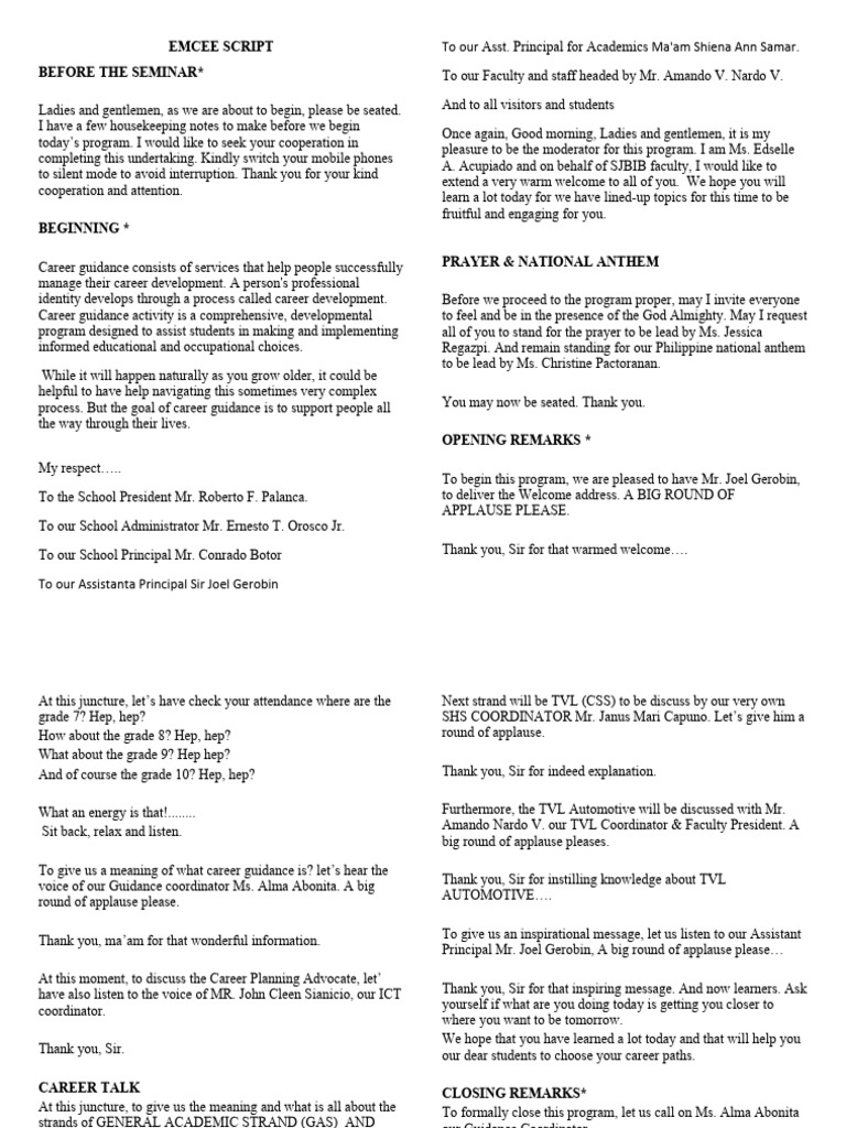 Career Guidance Script | PDF | Career & Growth Career Guidance Script | PDF | Career & Growth