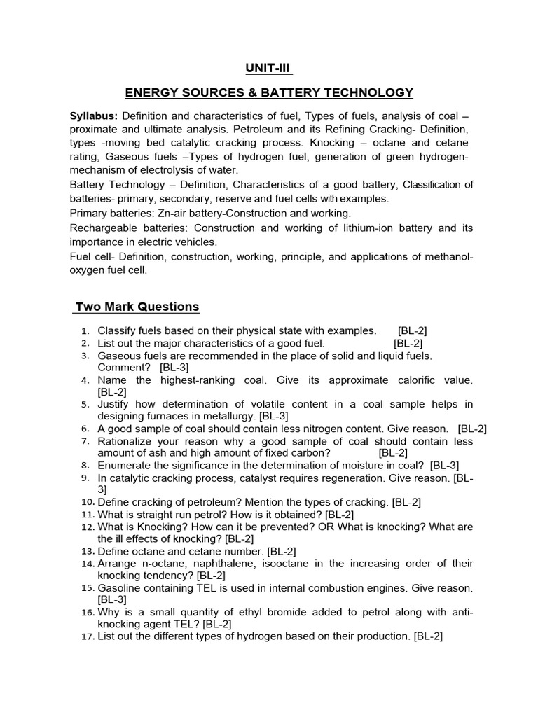 Energy & Battery Tech for Students | PDF | Fuels | Coal