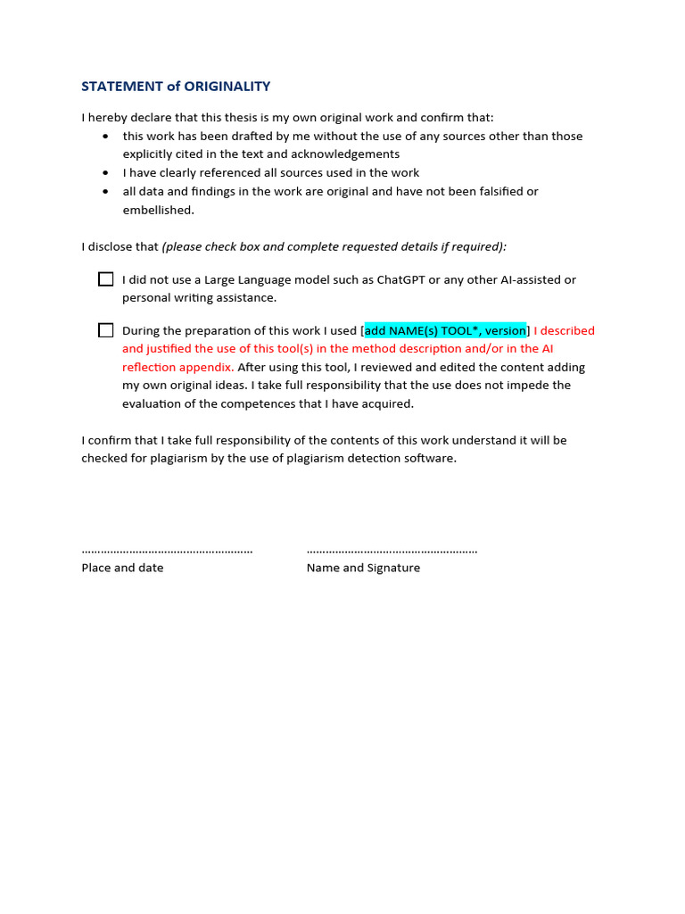 Statement of Originality | PDF