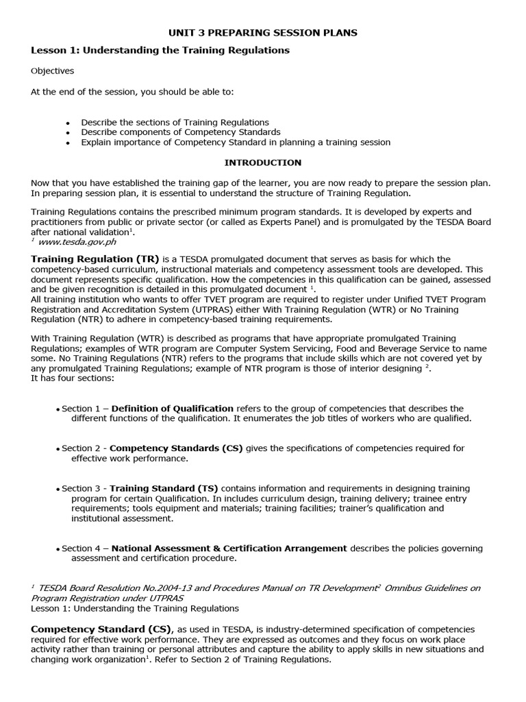 Unit 3 Preparing Session Plans | Download Free PDF | Educational ...