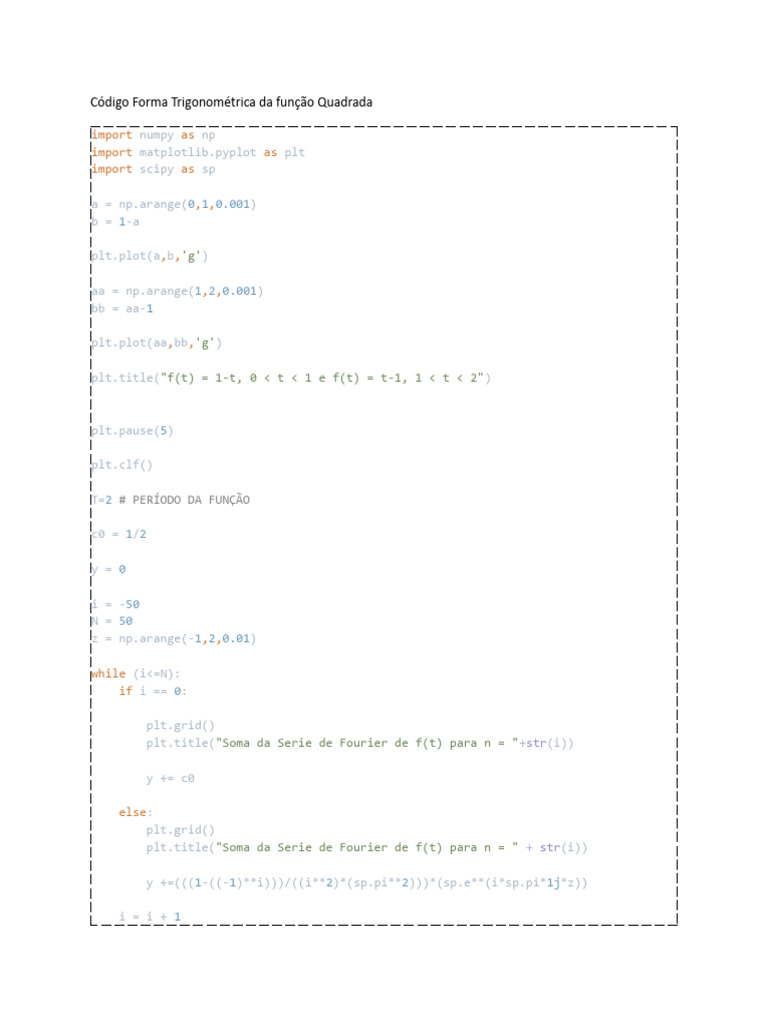 Códigos Métodos Matemáticos Séries de Fourier Carlos e Rodrigo | PDF ...