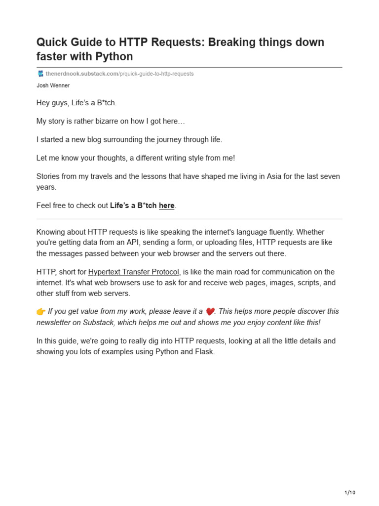 Quick Guide To HTTP Requests Breaking Things Down Faster With Python | PDF | Networking ...