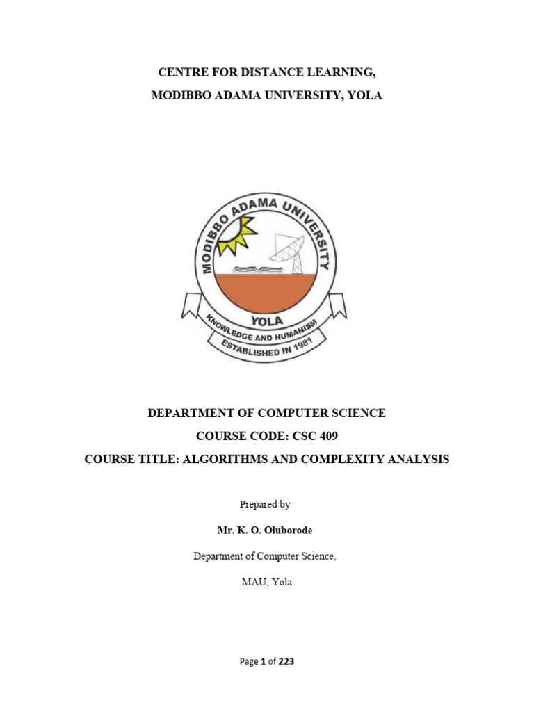 Csc 409 Algorithms And Complexity Analysis Pdf Dynamic Programming Algorithms 