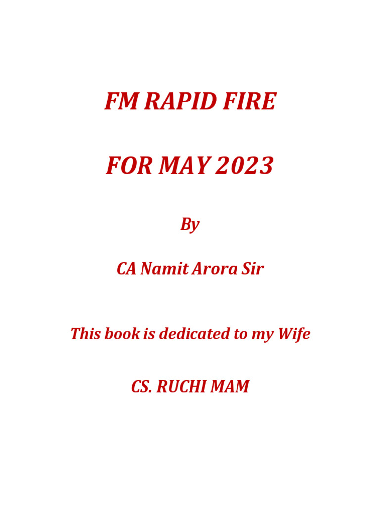 FM RAPID FIRE | PDF | Factoring (Finance) | Leverage (Finance)