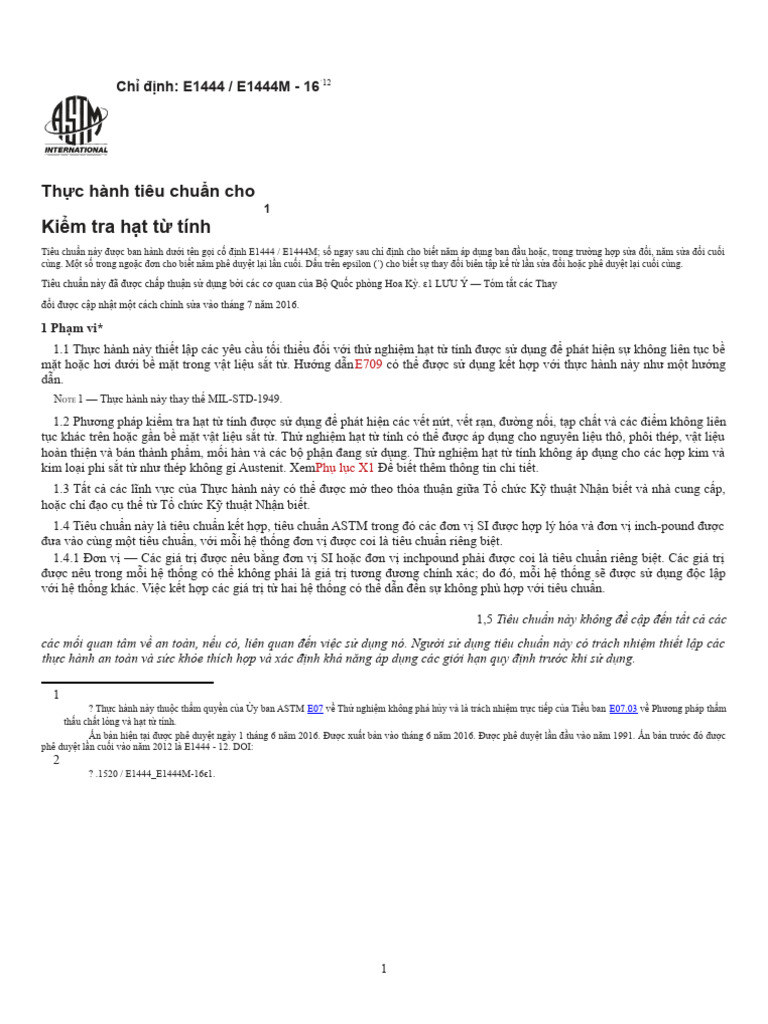Astm E1444 Magnetic Particle Testing - En.vi | PDF