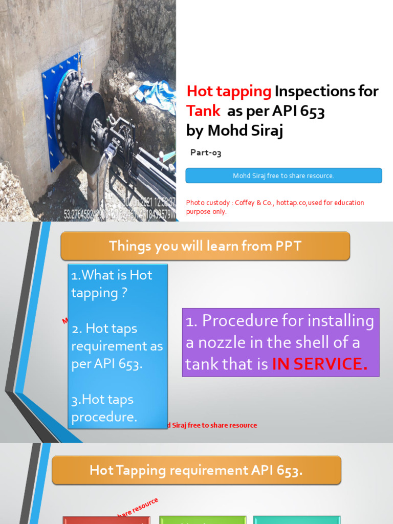 Hot Tapping Inspections For Tank API 653 | Download Free PDF | Welding ...