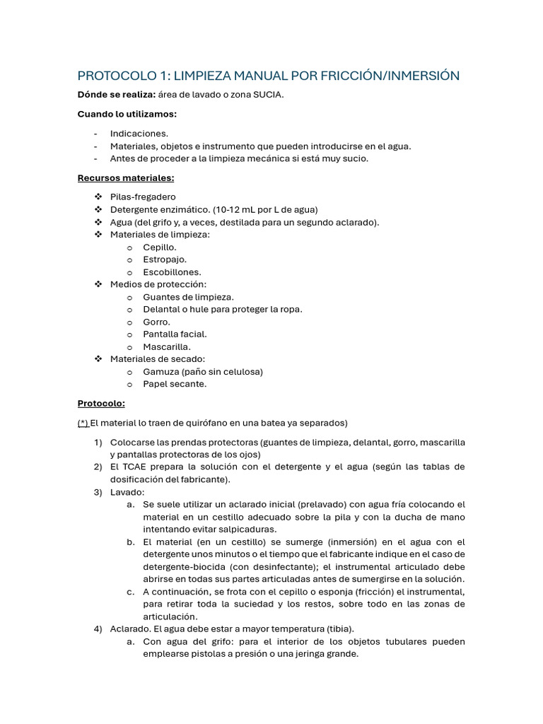 PROTOCOLO PRÁCTICA 1 Parte 1 HIGIENE DEL MEDIO HOSPITALARIO | Descargar gratis PDF | Agua ...