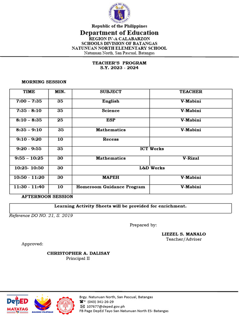 New Grade V Teacher Program | PDF