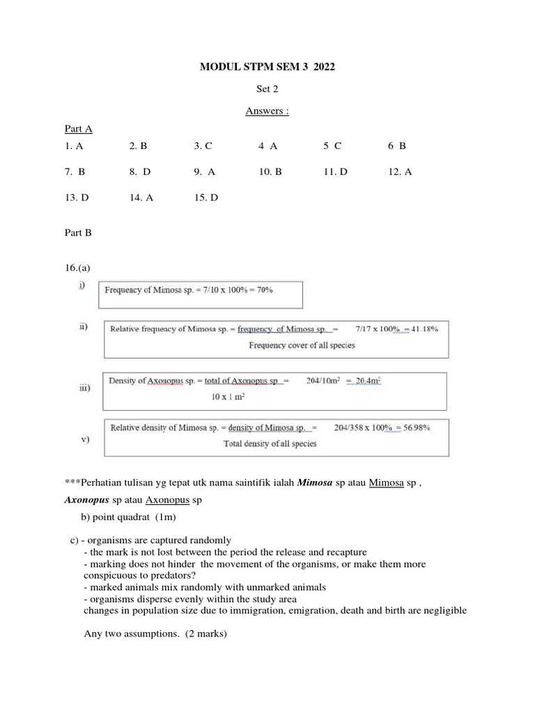 Modul Bio Sem 3 Set 2 2021 - Answer Scheme | Download Free PDF ...