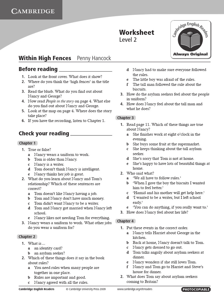Cambridge English Readers Level2 Elementary Within High Fences ...