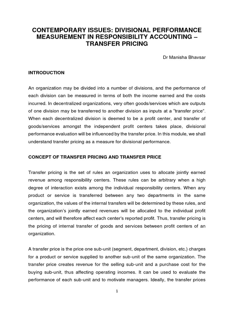 Transfer Pricing | PDF | Profit (Economics) | Prices